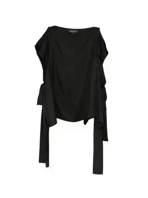 Cynthia Rowley Tie-fastening Boat-neck Top - Black