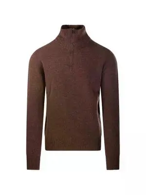 Altea Quarter-zip Ribbed-trim Sweater - Brown