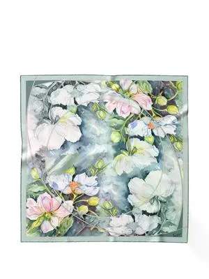 ELIZABETTA Odetta Floral-print Silk Scarf - Blue
