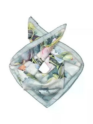 ELIZABETTA Odetta Floral-print Silk Scarf - Blue