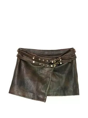 Cynthia Rowley Winona Leather Wrap Skirt - Brown