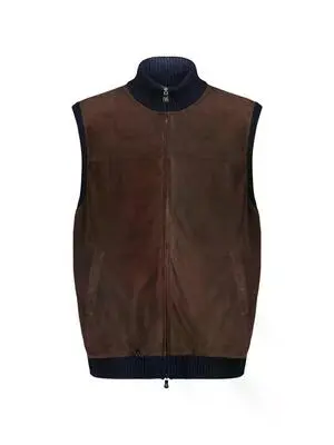 Fedeli Panelled Zip-up Gilet - Brown