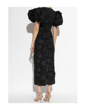 ROTATE BY BIRGER CHRISTENSEN Ruby Jacquard Crewneck Midi Dress