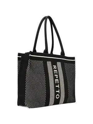 Repetto Medium Logo-print Knitted Shoulder Bag - Black