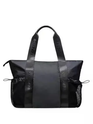 Repetto Logo-tape Mesh-panel Tote Bag - Black