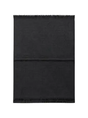Philipp Plein Logo-jacquard Fringed Scarf - Black