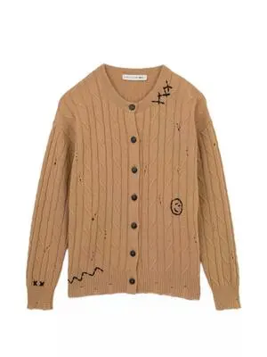 Joshua Sanders Cable-knit Distressed Cardigan - Brown