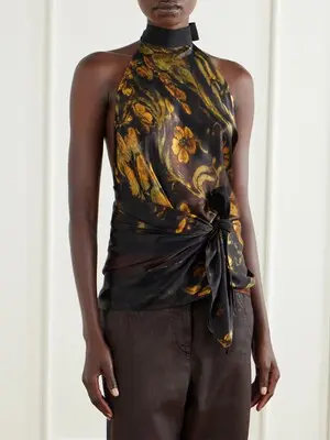 Dries Van Noten Carfys Printed Wrap Top