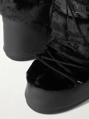 Moon Boot Plush And Leather-like Snow Boots
