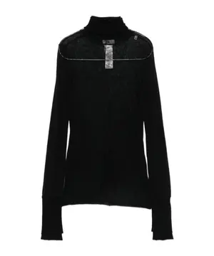 Elisabetta Franchi Sheer High-neck Knit Top - Black