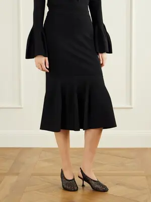 Stella McCartney Compact-knit Flared Midi Skirt