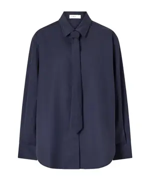 THE FRANKIE SHOP Peri Tie Neck Shirt Navy - No