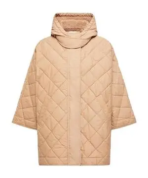 Moncler Diamond-quilted Hooded Cape - Beige