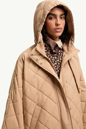 Moncler Diamond-quilted Hooded Cape