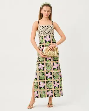Lilly Pulitzer® Vena Stretch Maxi Dress In Fitted With Adjustable Straps - Onyx