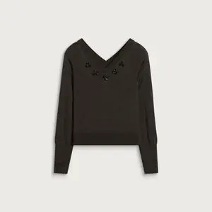 Simone Rocha Merino Silk Double V-neck Jumper