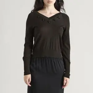 Simone Rocha Merino Silk Double V-neck Jumper