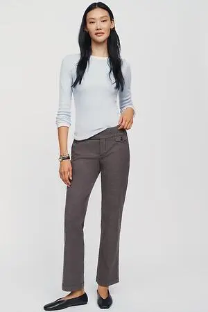 Anthropologie Brushed Cotton Blend Slim Trousers Pants