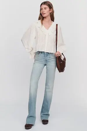 Anthropologie 100% Cotton Ruffle Blouse