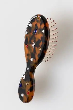 Anthropologie Mi Tortoiseshell Hair Brush With Gems - Multi