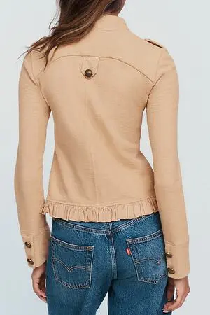 Anthropologie 100% Cotton Cropped Military Jacket Top