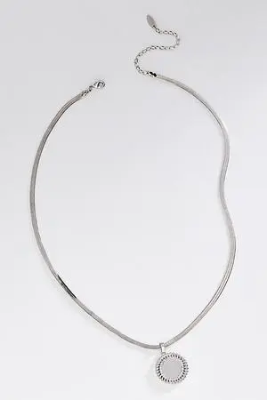 Anthropologie Medallion Herrgbone Necklace - Silver