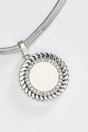 Anthropologie Medallion Herrgbone Necklace - Silver