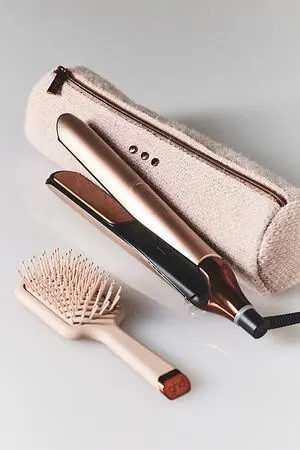 GHD Cashmere Beige Chronos Flat Iron & Mi Paddle Brush Set