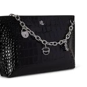 Ralph Lauren Chain-trim Embossed Leather Large Pouch