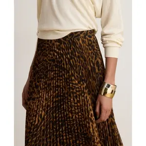 Ralph Lauren Ocelot-print Pleated Chiffon Skirt