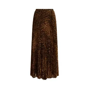 Ralph Lauren Ocelot-print Pleated Chiffon Skirt
