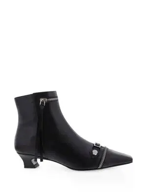 PARIS PUNK Buckle-detail Leather Ankle Boots - Black