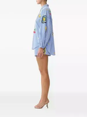 Camilla Magic Of The Mercado Crochet-patchwork Vertical-stripe Blouse