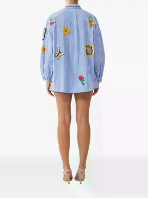 Camilla Magic Of The Mercado Crochet-patchwork Vertical-stripe Blouse