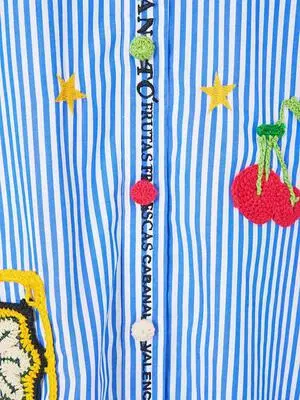 Camilla Magic Of The Mercado Crochet-patchwork Vertical-stripe Blouse