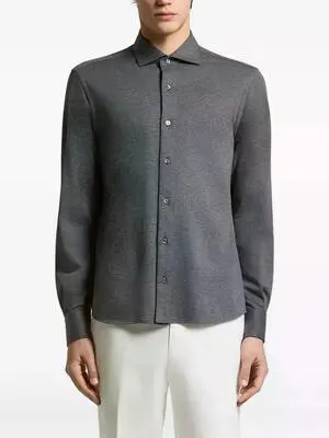 Peserico Piqué-weave Long-sleeve Shirt - Grey