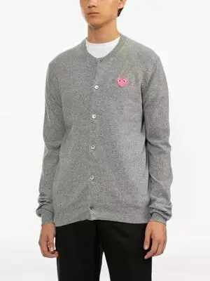 Play Comme Des Garcon Worsted Yarn V-neck Cardigan