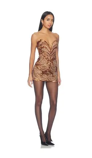 Retrofete Circe Embroidered Dress In Brown