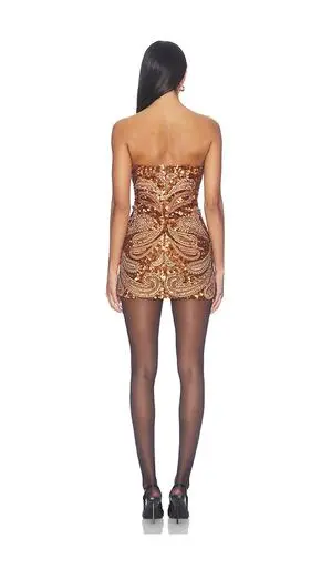 Retrofete Circe Embroidered Dress In Brown