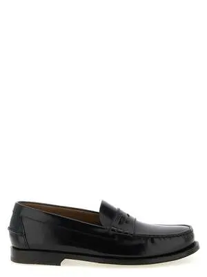 Prada Brushed Leather Loafers - Black
