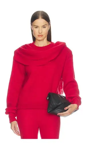 ROWEN ROSE Mohair Jumper With Integrated Scarf