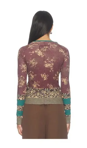 Free People X We The Free Easy Does It Printed Tee In Purple - Wine Combo