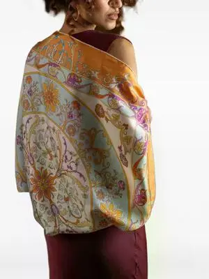 ELIZABETTA Paulina Filigree-print Silk Scarf - Orange
