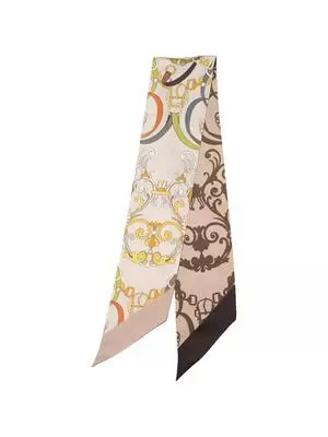 ELIZABETTA Silvia Equestrian-print Silk Scarf - Neutrals