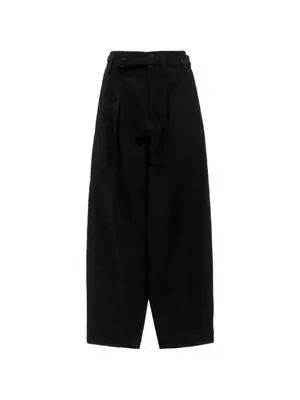 Yohji Yamamoto Milled Gabardine Belted Wide-leg Trousers - Black