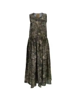 UMA WANG Ardal Floral-print Gathered Maxi Dress - Green
