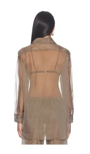 Renggli Organza Button Up Shirt In Brown