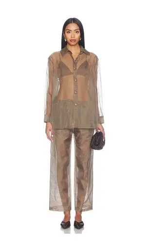 Renggli Organza Button Up Shirt In Brown