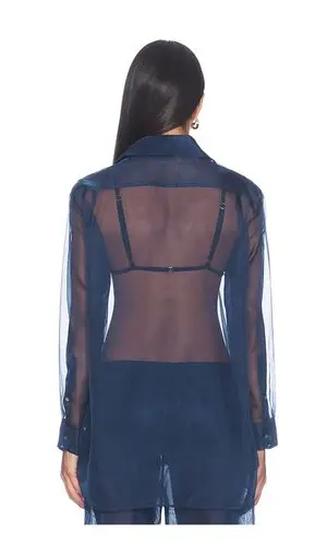 Renggli Organza Button Up Shirt In Navy
