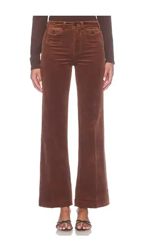 Paige Leenah With Mini Patch Pockets Trouser Leg Corduroy Pant In Brown - Maple Brown